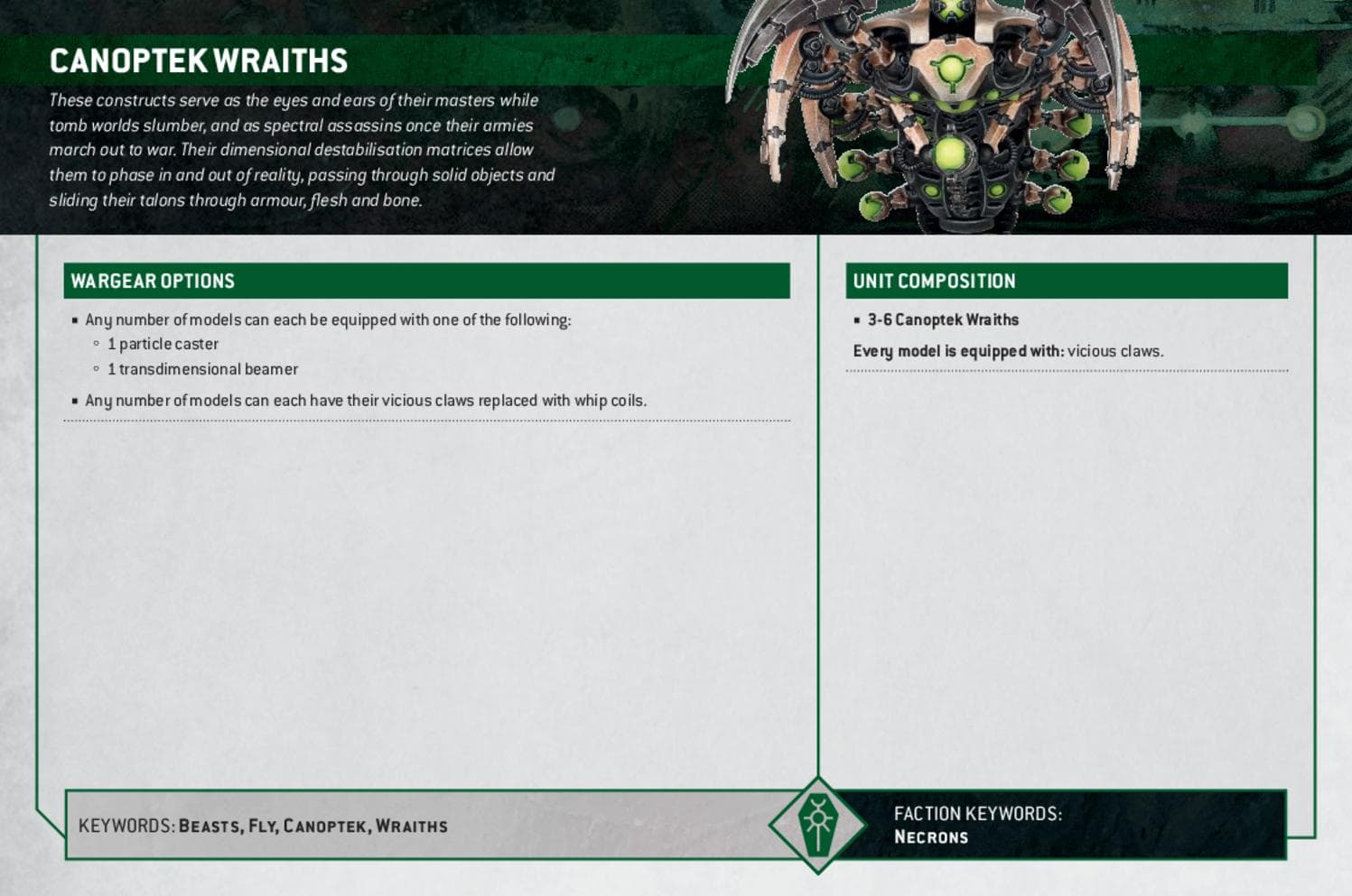 Canoptek Wraiths Necrons 40k App